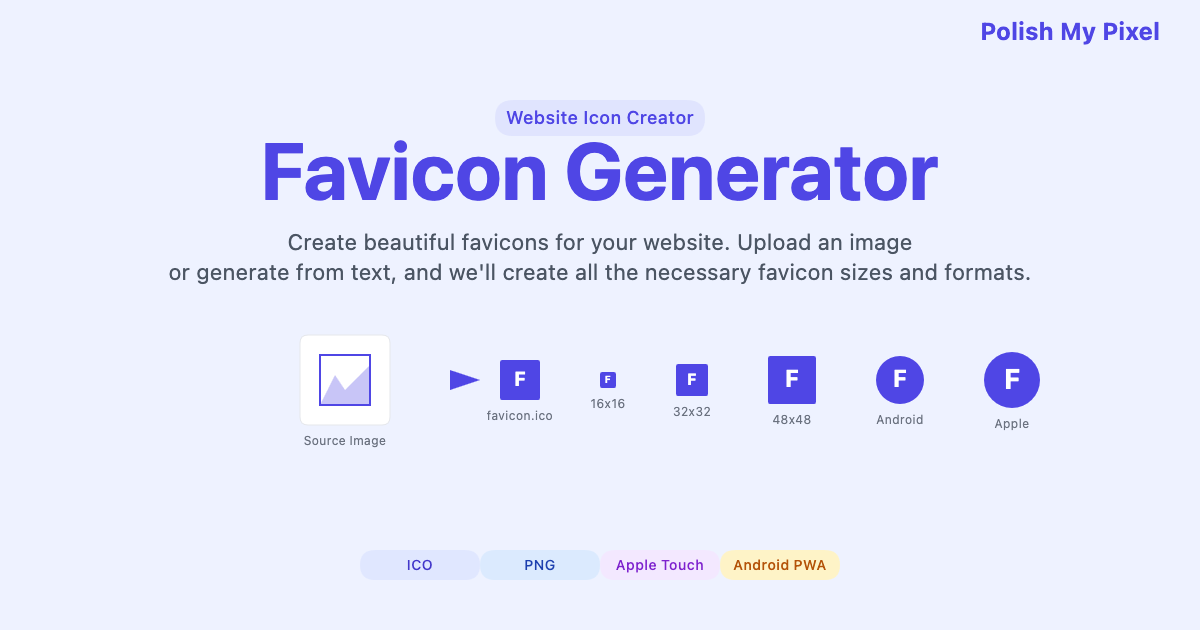 Favicon Generator - Create Full Favicon Sets in Minutes - PolishMyPixel